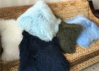 China Mongolian fur Pillow Colorful Dyed Long Hair Tibet Skin Lamb fur Couch Cushion for sale