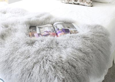 China Real Grey Curly Hairs Tibetan Lamb Fur Smooth Warm 48'' X 24