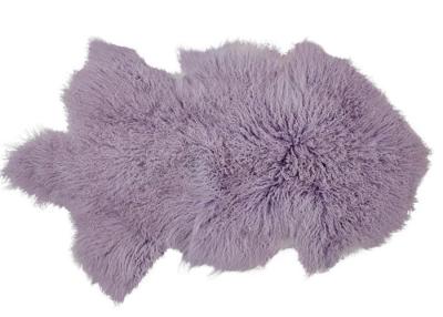 China Long Curly Tibetan Mongolian Sheepskin Rug Single Pelt For Making Bag / Shoes for sale