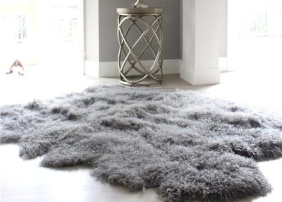China 12-13 Cm Wool Natural Home Sheepskin Rug , Mongolian Lamb Fur Throw Blanket for sale