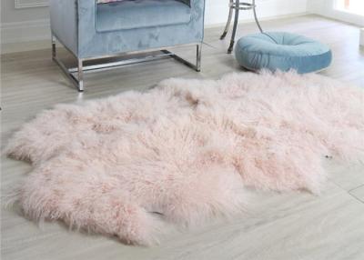 China Pink Curly Hair Extra Large Sheepskin Rug Comfortable Anti Shrink For Home Floor for sale