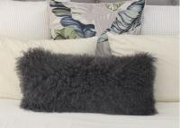 China Genuine Tibetan sheepskin Body Pillow MONGOLIAN FUR LUMBAR CUSHION GREY Color 30x60cm for sale