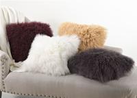 China Warm Real Fur Pillow Covers , Customized Decorative Mongolian Fluffy Cushions for sale