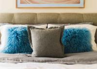 China Teal Blue Real Mongolian fur Pillow 18' Curly Hair Tibetan Lamb fur Bed Cushion for sale