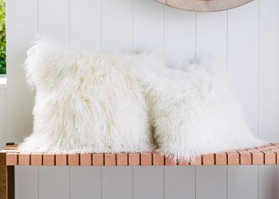 China Mongolian lambskin Throw White Pillow Genuine Sheepskin with natural curls for sale