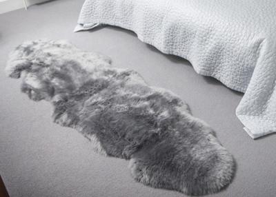China Light Grey Long Wool Australian Sheepskin Rug Double Pelts For Floor Covering for sale