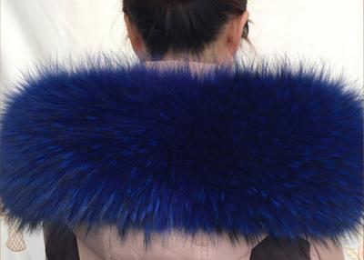 China 100 *20cm Raccoon Navy Fur Collar , Extra Long Pile Furry Necks Collars for sale