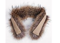 China Raccoon Fur Collar Soft fluffy Smooth Natural Color Large Long Collar Detachable For Winter Jacket for sale