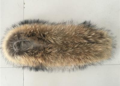 China Large Detachable Raccoon Hood Trim , Natural Color Overcoat Fur Collar for sale