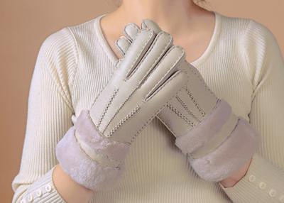 China Waterproof Womens Shearling Lined Gloves , Ladies Grey Sheepskin Gloves for sale