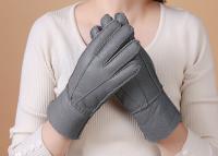 China Real Fur Lined Grey Warmest Sheepskin Gloves Smooth Surface With Finger for sale