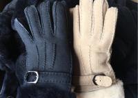 China Black Thick Fur Warmest Sheepskin Gloves With Lambswool Lining Waterproof for sale