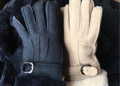 China Black Thick Fur Warmest Sheepskin Gloves With Lambswool Lining Waterproof for sale