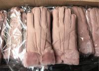 China Smooth Surface Winter Warmest Sheepskin Gloves Double Face Pink  L Size for sale