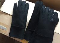 China Double Breathable Ladies Black Leather Sheepskin Lined Gloves For Cell Phone Use for sale