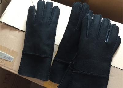 China Double Breathable Ladies Black Leather Sheepskin Lined Gloves For Cell Phone Use for sale