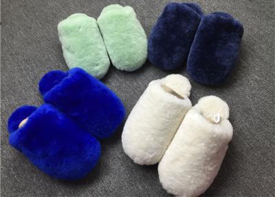 China Closed Toe Shearling House Slippers , Ladies Sheepskin Slippers With Rubber Sole for sale