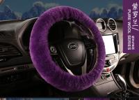 China Purple Fur Automotive Steering Wheel Covers , Short Wool Steering Wheel Cover for sale