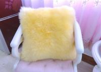 China Yellow Sheepskin Floor Cushion With Zipper , Lambswool Seat Soft Fuzzy Pillows for sale