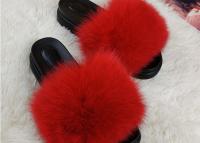 China Summer Lady Sandals Womens Fox Slippers , Super Soft Fuzzy Slide Slippers for sale
