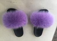 China Dyed Color Ladies Fluffy Slippers For Summer , Spring Cute Womens Slippers for sale