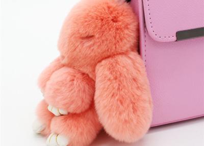 China Handmade 13cm Fluffy Rabbit Bag Charm , Plush Bunny Handbag Charms Keyrings for sale