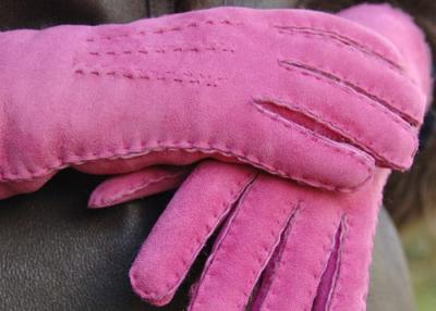 China Handcrafted Warmest Sheepskin Gloves , Women's Handsewn Sueded Lamb Shearling Mittens for sale