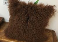 China Customized Color / Size Mongolian Sheepskin Decorative Throw Pillow 10-15cm Wool for sale