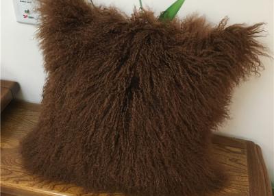 China Customized Color / Size Mongolian Sheepskin Decorative Throw Pillow 10-15cm Wool for sale