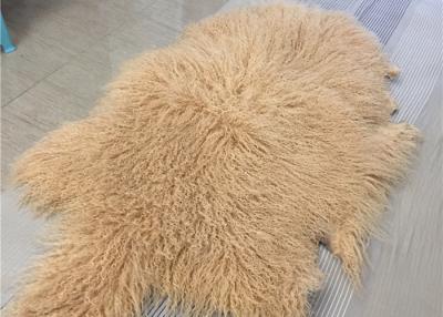 China Purple Long Hairs Mongolian Sheepskin Rug Windproof For Making Winter Garment for sale