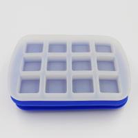 China Durable Blue Flexible Ice Cube Trays , Tasteless Personalized Silicone Ice Cube Mold for sale