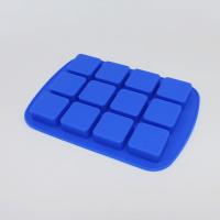 China Durable Blue Flexible Ice Cube Trays , Tasteless Personalized Silicone Ice Cube Mold for sale