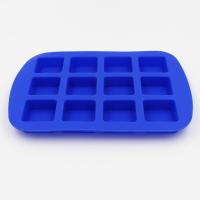 China Durable Blue Flexible Ice Cube Trays , Tasteless Personalized Silicone Ice Cube Mold for sale