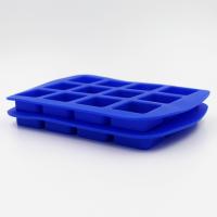 China Durable Blue Flexible Ice Cube Trays , Tasteless Personalized Silicone Ice Cube Mold for sale