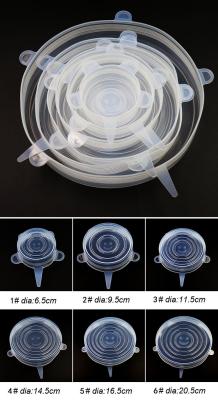China Food Grade Silicone Stretch Lids 6 Sizes 6.5-20.5cm Reusable Bowl Covers for sale
