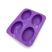 China 4 Cavity Oval Silicone Soap Mold 22x17cm Reusable Durable Purple for DIY Soap Chocolate Candy for sale