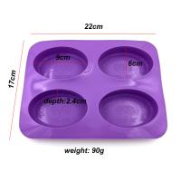 China 4 Cavity Oval Silicone Soap Mold 22x17cm Reusable Durable Purple for DIY Soap Chocolate Candy for sale