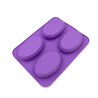 China 4 Cavity Oval Silicone Soap Mold 22x17cm Reusable Durable Purple for DIY Soap Chocolate Candy for sale