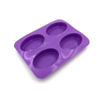 China 4 Cavity Oval Silicone Soap Mold 22x17cm Reusable Durable Purple for DIY Soap Chocolate Candy for sale