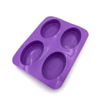 China 4 Cavity Oval Silicone Soap Mold 22x17cm Reusable Durable Purple for DIY Soap Chocolate Candy for sale