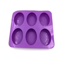 China 6 Cavity Oval Silicone Soap Mold 23x22cm Purple Durable Flexible DIY Chocolate Tray for sale