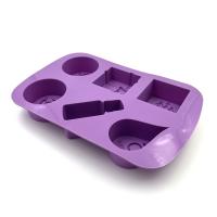 China Round Square Silicone Soap Mold Reusable Nontoxic Custom Soap Making Mold 6 Cavity for sale