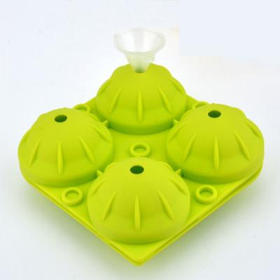 China Food Grade Silicone Ice Ball Mold 4 Cavity 5cm Diameter for Whiskey Cocktails for sale