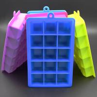 China Square Harmless Silicone Ice Mold Cube Trays 15 Cavities Multicolor Reusable for sale