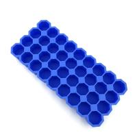 China Food Grade Silicone 36 Cavity Octagonal Ice Cube Tray Mold with Lid Blue for sale