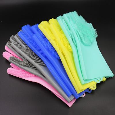 China Reusable Silicone Washing Gloves Oilproof Waterproof Heat Insulate Kitchen Dish Gloves 5 Colors for sale