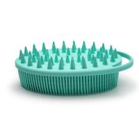 China Food Grade Soft Silicone Shower Brush Body Scrubber 135x80x36mm for Men Women Baby for sale