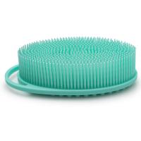 China Food Grade Soft Silicone Shower Brush Body Scrubber 135x80x36mm for Men Women Baby for sale