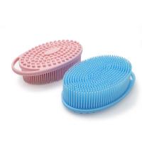China Food Grade Soft Silicone Shower Brush Body Scrubber 135x80x36mm for Men Women Baby for sale