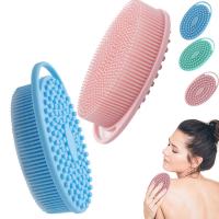 China Food Grade Soft Silicone Shower Brush Body Scrubber 135x80x36mm for Men Women Baby for sale